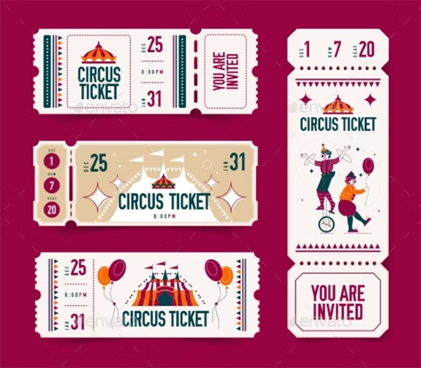 24+ Free Circus Ticket Templates - Editable PSD, Vector, EPS, Formats