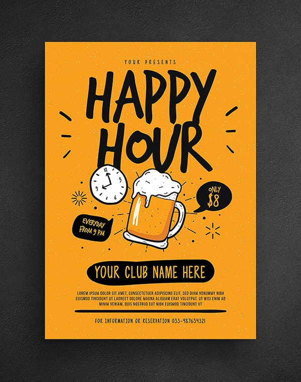 Happy Hour Flyer Templates Free Premium PSD AI EPS Format Downloads