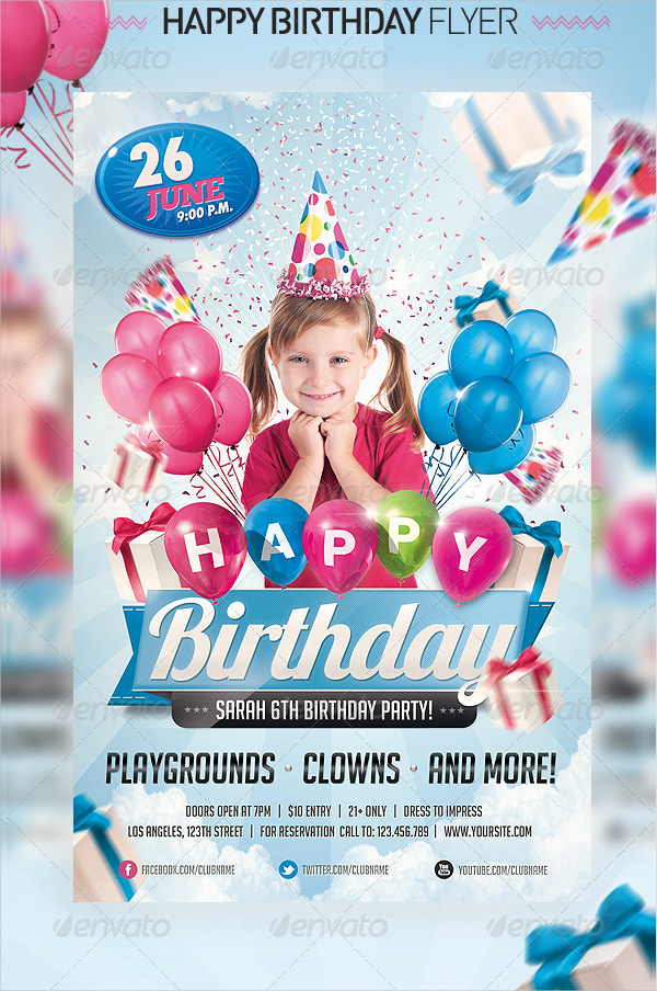 Birthday Template Photoshop PSD INSTANT DOWNLOAD Birthday Invitation 